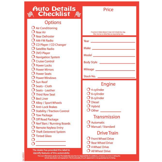 PEEL n SEAL™ Stock Laser Window Stickers - Red Checklist – Georgia ...